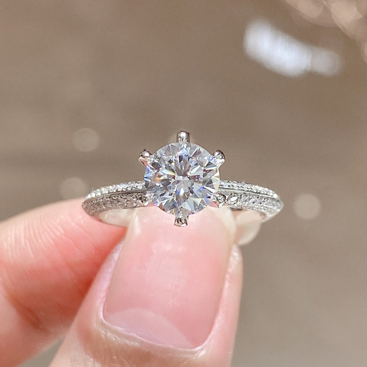 1.0ct Lab Grown Diamond Sidestone Engagement Ring 0002 KRKC – krkc&co