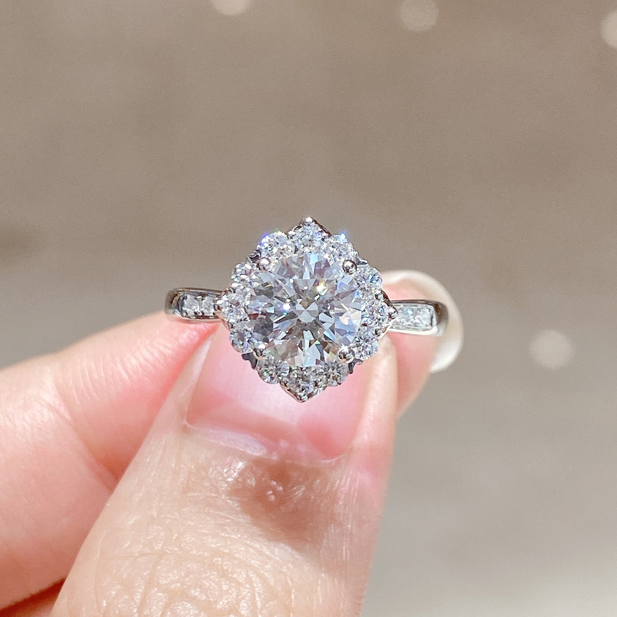 1.0ct Lab Grown Diamond Halo Engagement Ring 0008 KRKC – krkc&co