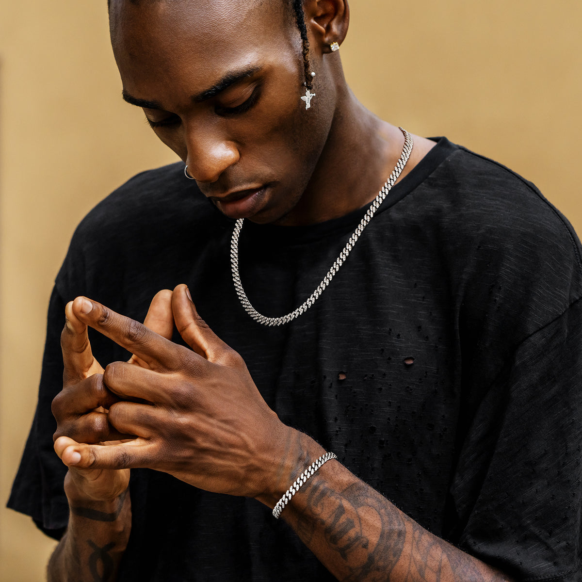 6mm Moissanite Cuban Link Chain Necklace S925 Silver KRKC – krkc&co