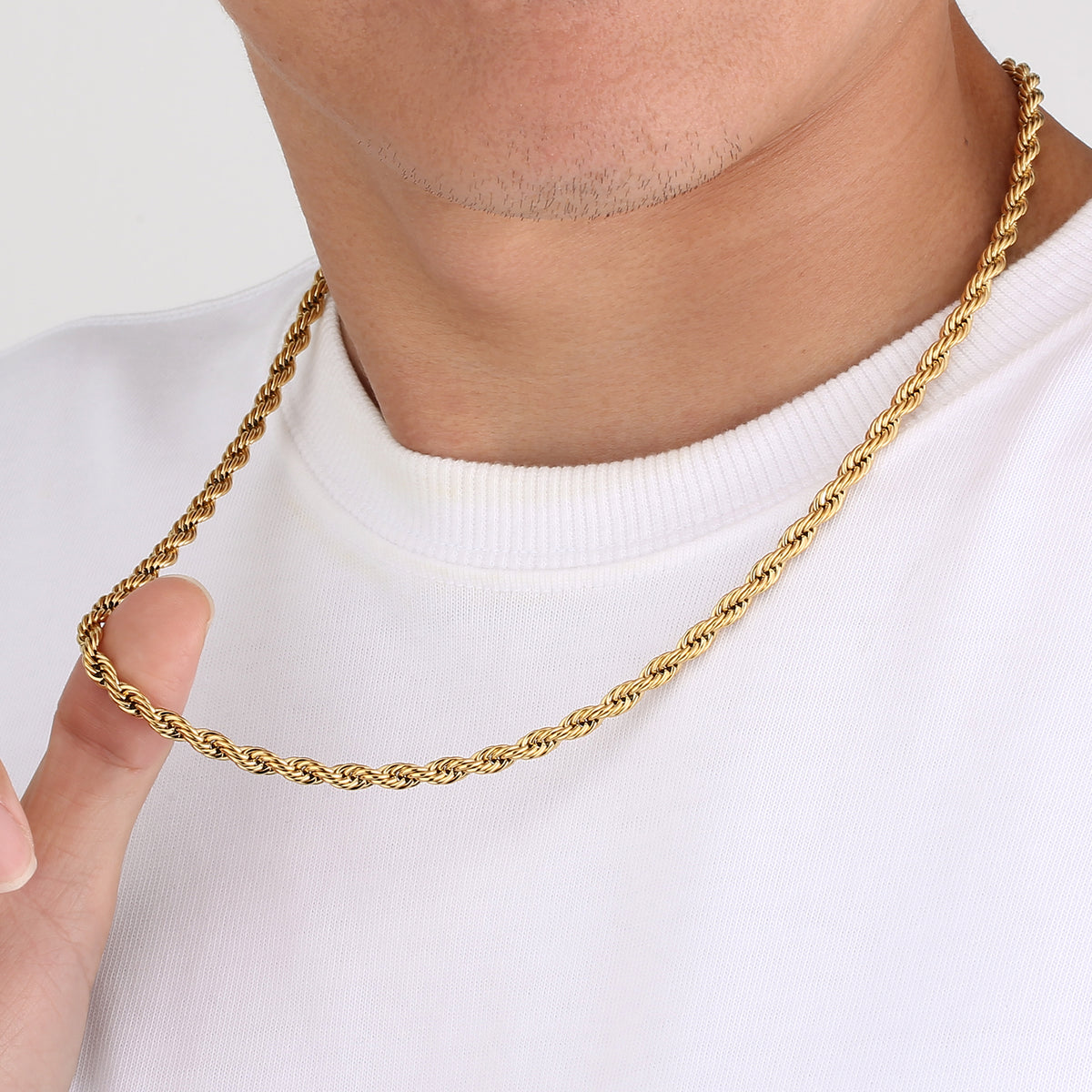5mm Mens Rope Chain in 18K Gold/White Gold – krkc&co