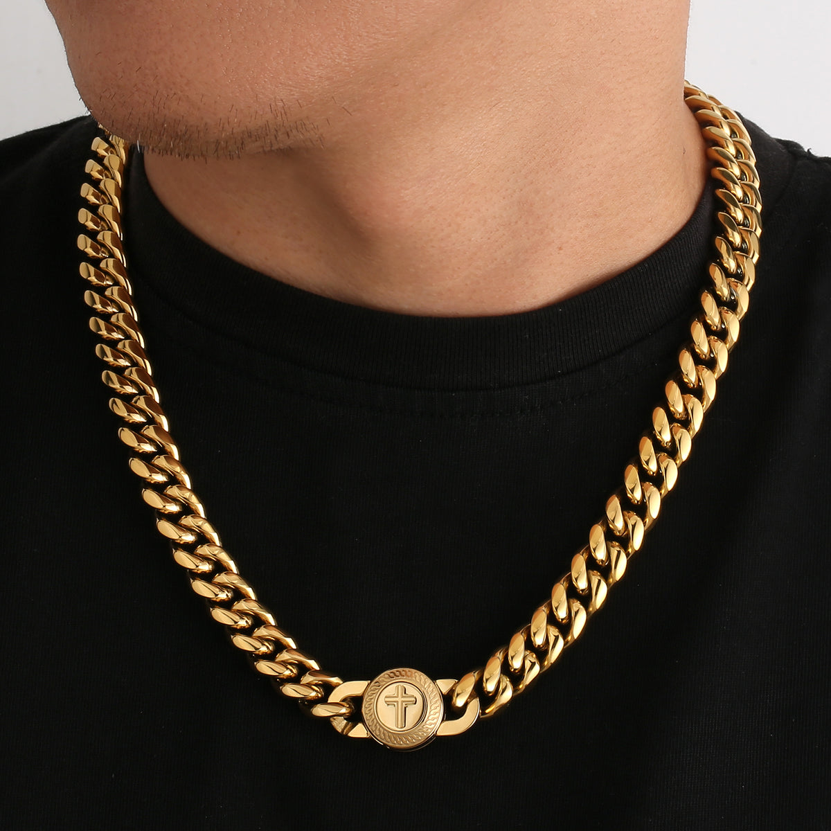 【NEW】12mm Miami Cuban Link Chain with Cross Button Clasp – krkc&co
