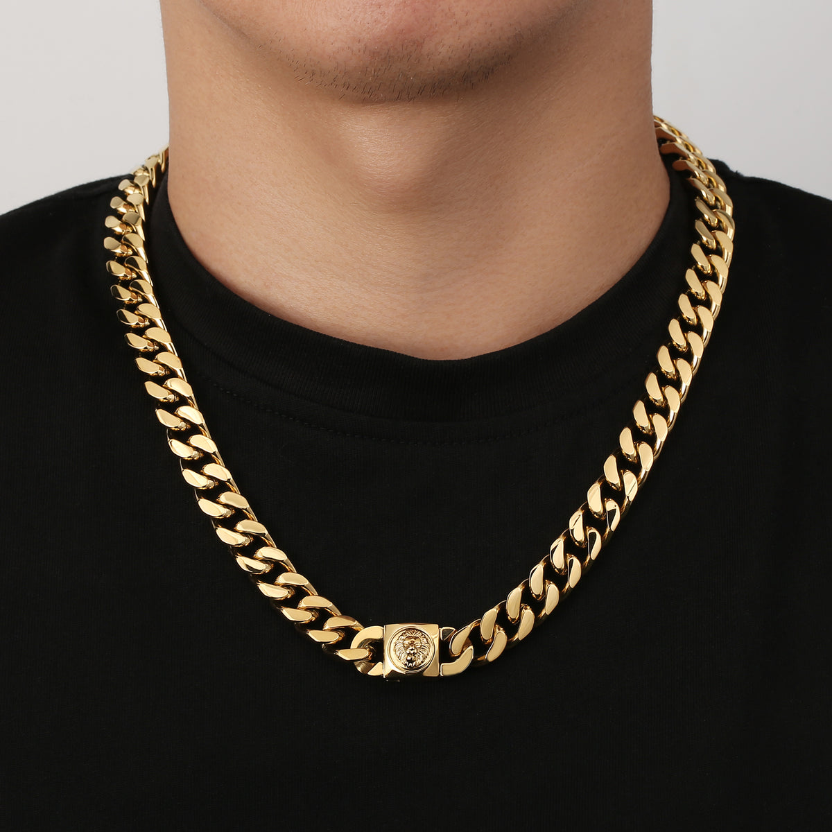 12mm Miami Cuban Link Chain with Lion Button Clasp – krkc&co