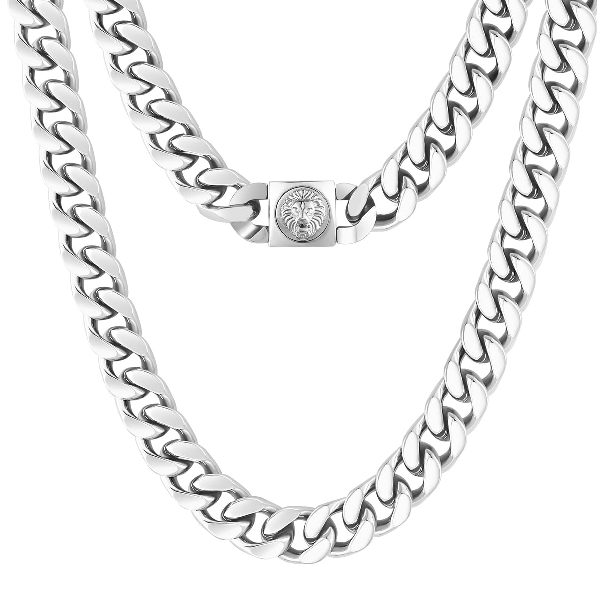 12mm Miami Cuban Link Chain with Lion Button Clasp – krkc&co