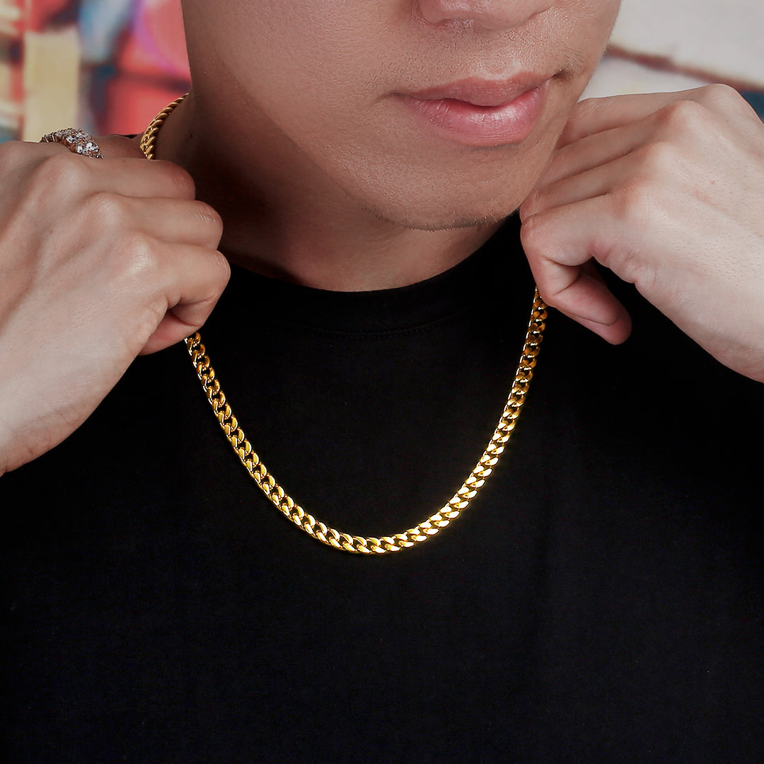6mm Miami Cuban Link Chain KRKC with Lobster Clasp in 18K Gold / White ...