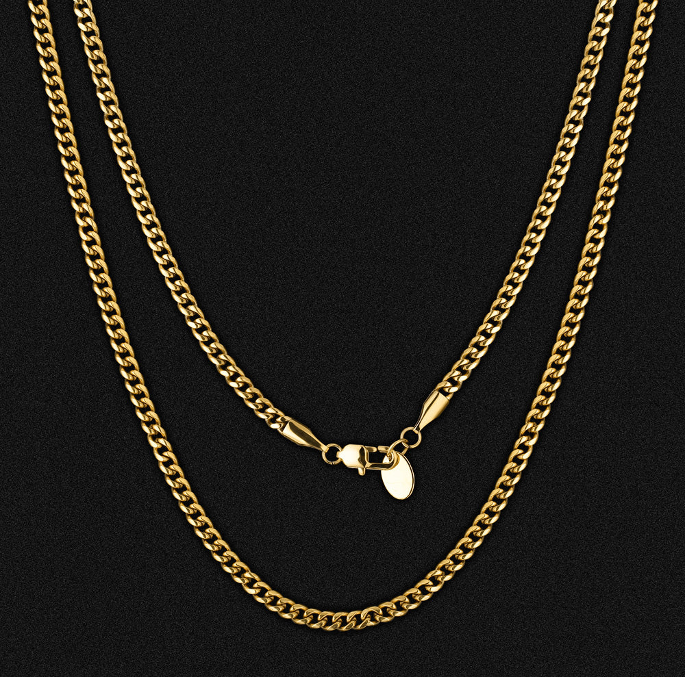 3mm Micro Cuban Link in 18K Gold Gold Chain For Men KRKC – krkc&co