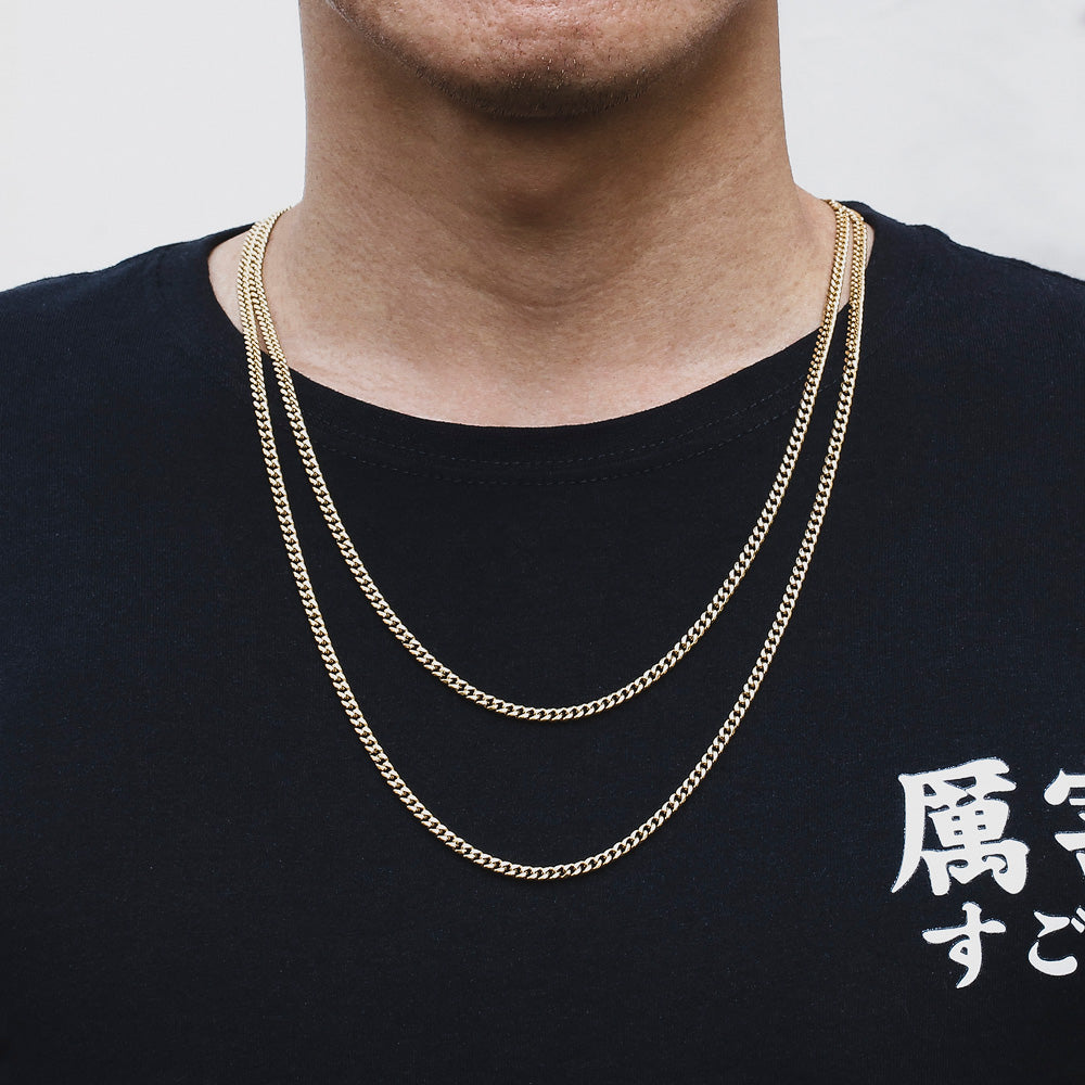 3mm Micro Cuban Link in 18K Gold Gold Chain For Men KRKC – krkc&co