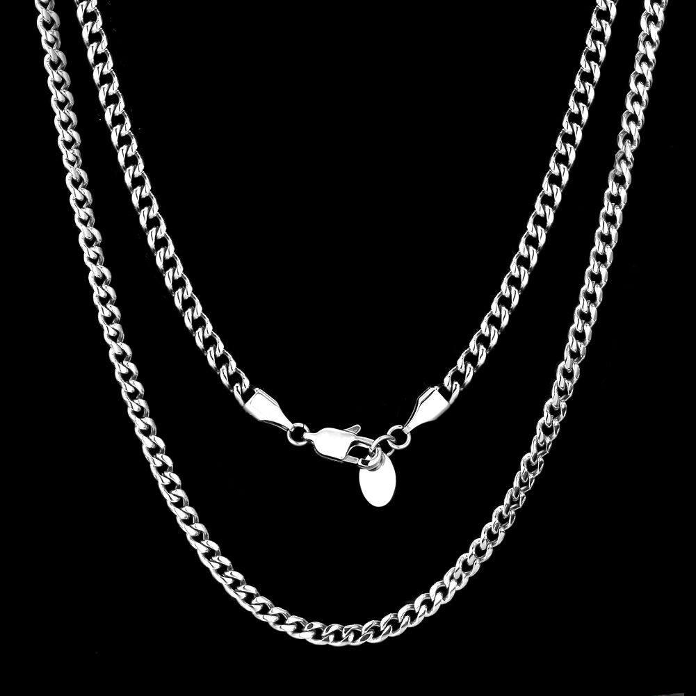 4mm Cuban Link Chain in White Gold for Men's Necklace KRKC – krkc&co