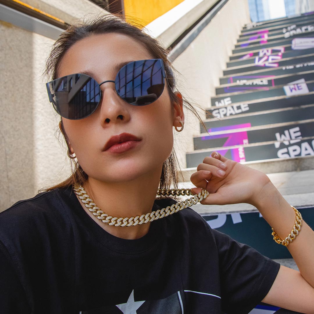 12mm Iced Out Cuban Link Chain in White Gold/14K Gold for Women-KRKC&CO ...