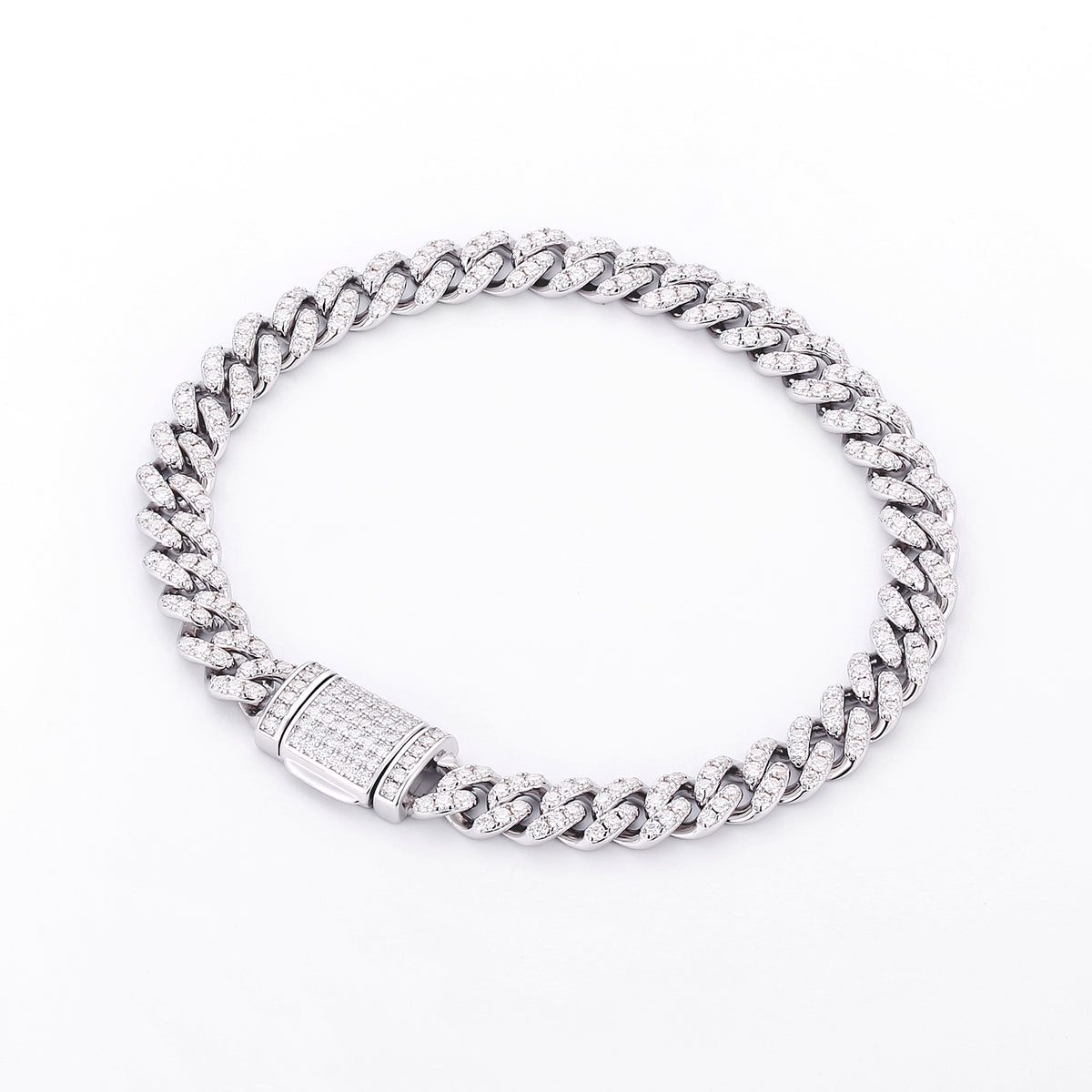 6mm Moissanite Cuban Link Chain Bracelet S925 Silver KRKC – krkc&co