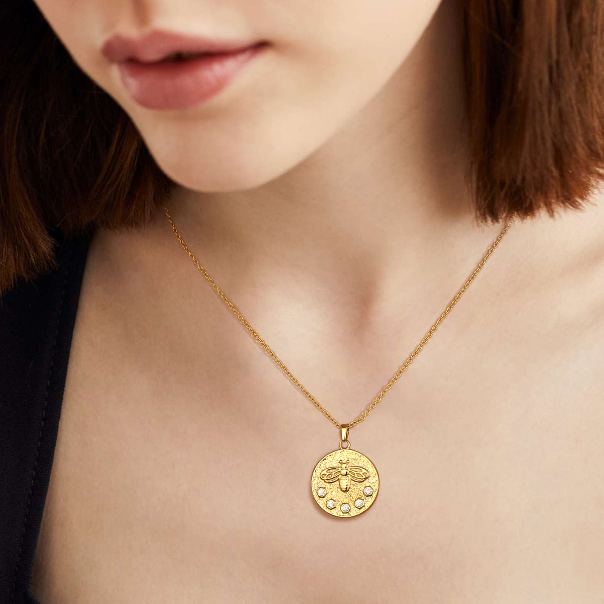 Bee Gold Coin Pendant Necklace for Women – krkc&co