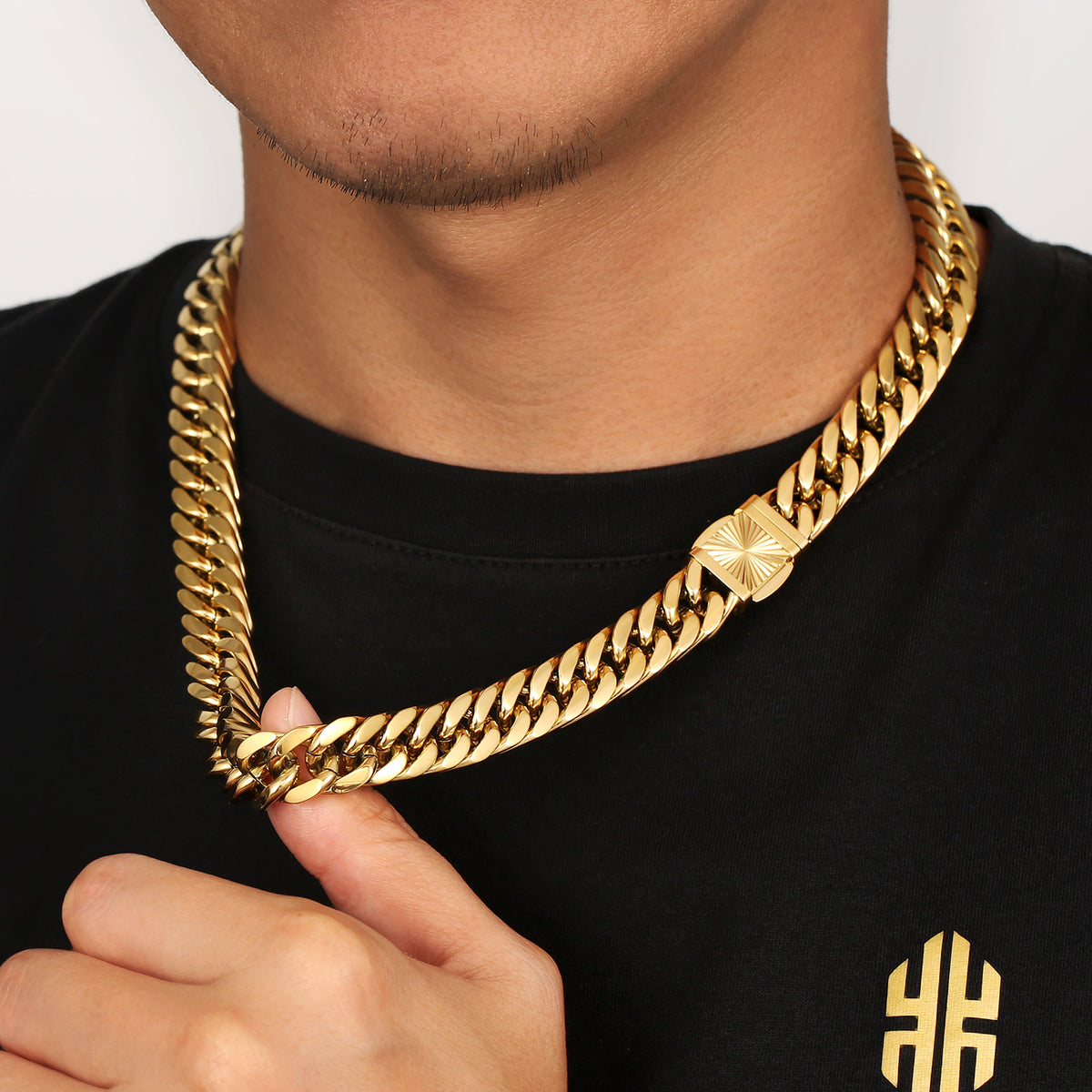 12mm Miami Cuban Link Chain 4-Side with Embossed Clasp – krkc&co